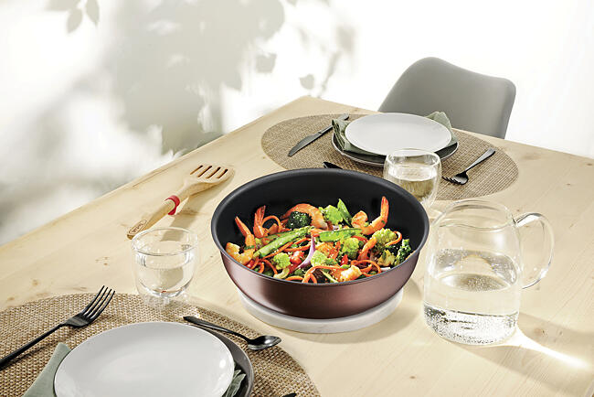 Tigaie wok Tefal Ingenio Eco Respect, 26 cm, indicator Thermo-Signal, invelis antiaderent din ...