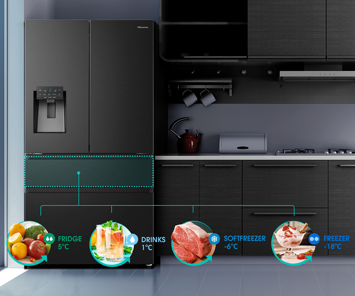Hisense 560L PureFlat French Door Fridge with Ice & Water Dispenser ...