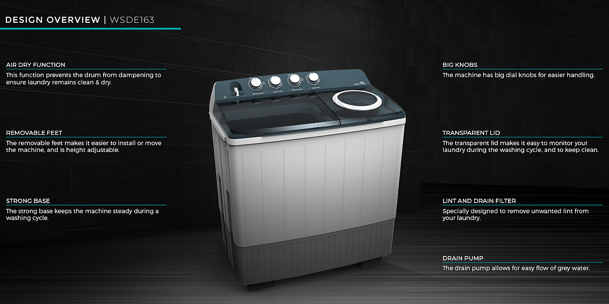 Buy Hisense Washing Machine 16kg Twin Tub White WSDE163 | NidaDanish ...